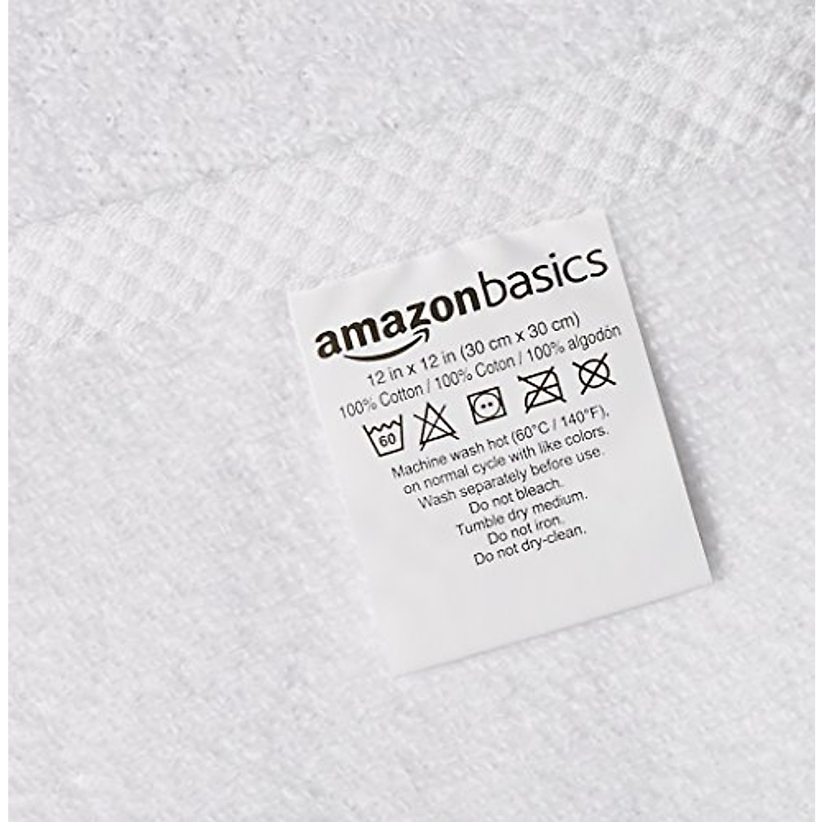 Amazon Basics Quick-Dry Washcloth 100% Cotton - 12-Pack, White