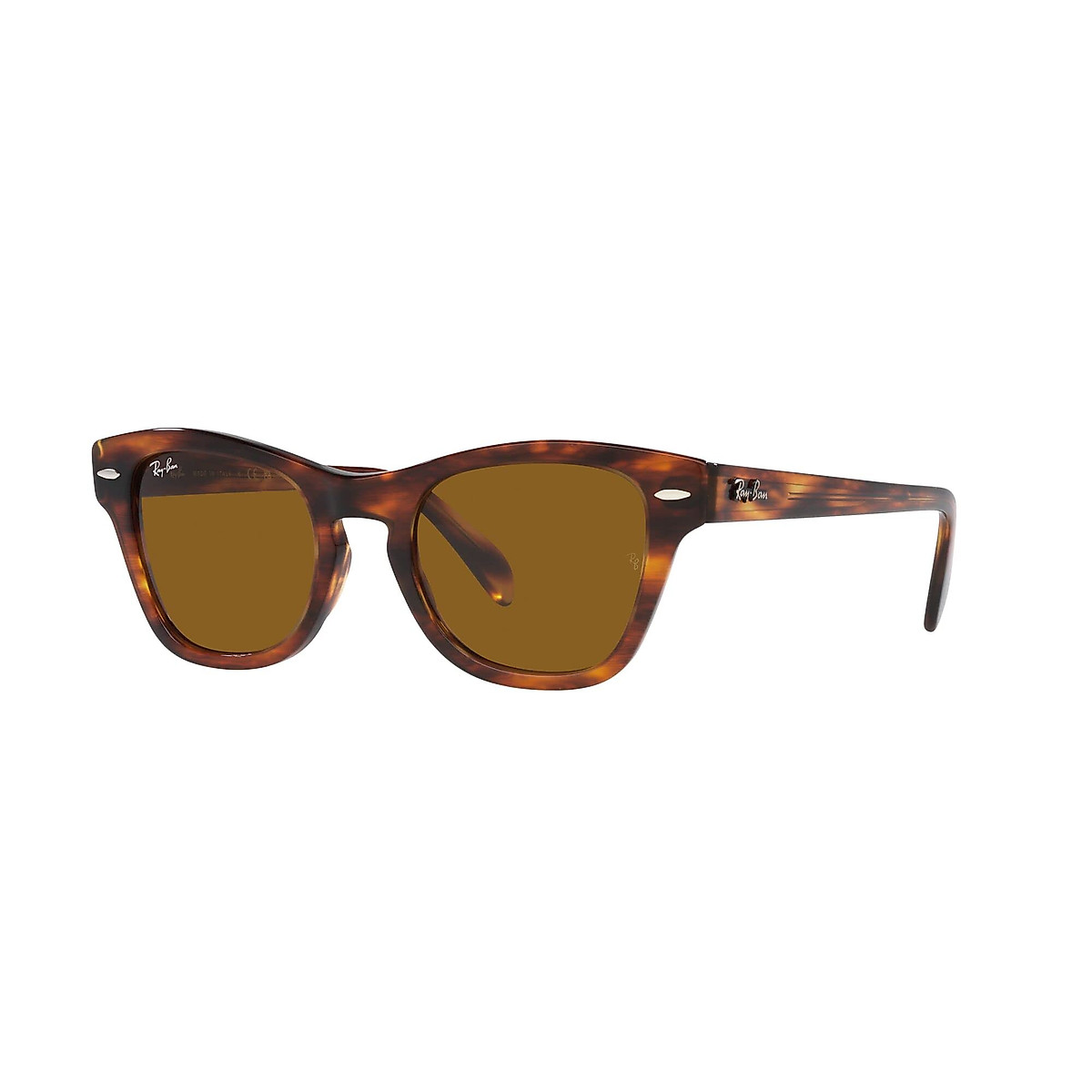 Ray-Ban RB0707S Square Sunglasses, Striped Havana/Brown, 53 mm