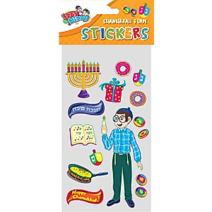 Chanukah Foam Stickers - 4 Pack - Dreidels, Menorahs and More - Hanukah Stationary, Arts and Crafts - Gifts and Games - Izzy 'n' Dizzy