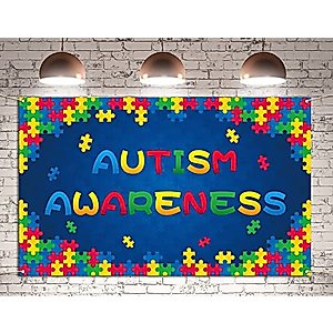 Autism Awareness Backdrop Banner April Puzzle Piece Support Party Photography Background Wall Hanging Decoration