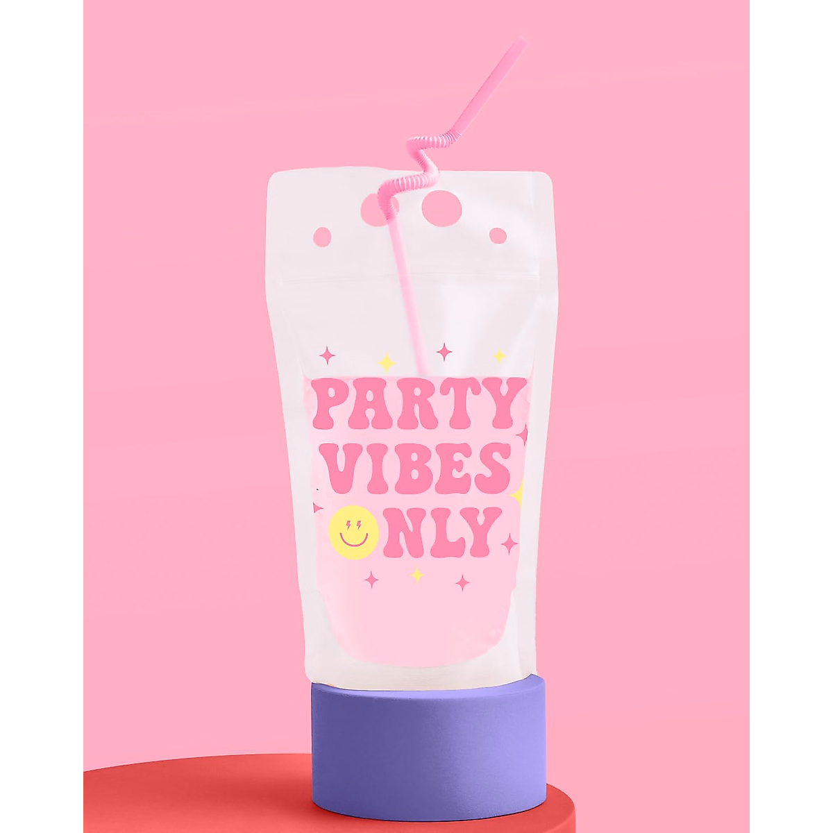 xo, Fetti Preppy Party Birthday Drink Pouches - 15 count | Cute Birthday Party Cups, Smiley Party Decorations, y2k Bachelorette Party Supplies, Cool Drinkware, Pink Favors