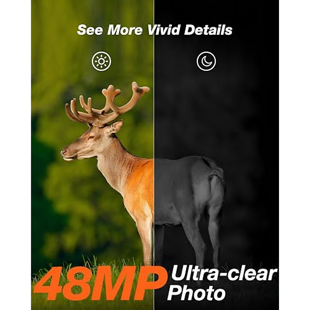 iZEEKER Trail Camera Solar, 4K 48MP Game Cameras with Night Vision Motion Activated IP66 Waterproof, 0.1s Trigger Time, High Capacity Built-in Lithium Battery for Wildlife Watching with 32GB SD Card