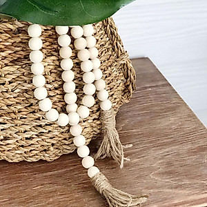 IMIKEYA Farmhouse Wood Bead Garland - Tassel Garland Decor - Boho Room Decor Farmhouse Wall Decor for Home