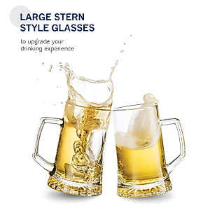 Bormioli Rocco 4-Pack Solid Heavy Large Beer Glasses with Handle - 17.1/4 Ounce Glass Steins, Traditional Beer Mug glasses Set, Perfect Coffee - Tea Glass, Everyday Drinking Glasses, Cocktail Glasses