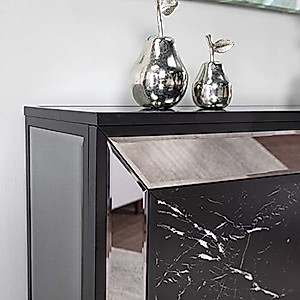 SEI Furniture Trandling Mirrored Faux Marble Fireplace, Antique Silver/Black/Mirror