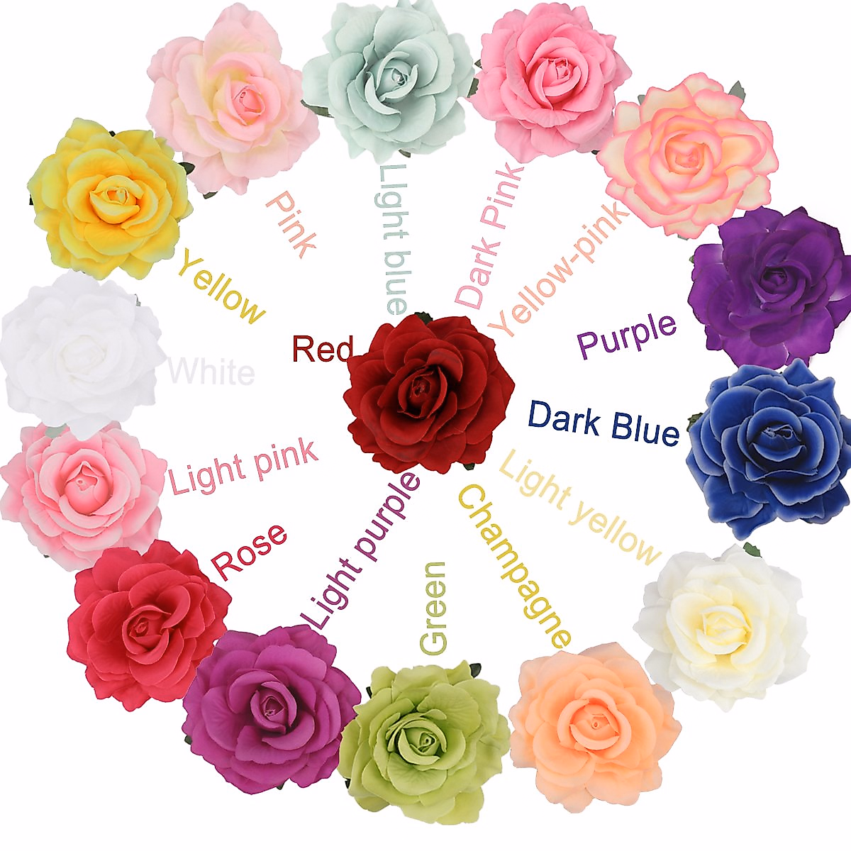 Cubaco Rose Hair Clips for Women, 15 Packs Vintage Hair Flower Brooch Pin Boho Hair Clip Flower Hair Accessories