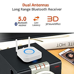 [Upgraded] 1Mii Bluetooth 5.0 Receiver, Long Range HiFi Bluetooth Audio Adapter w/ 3D Surround aptX HD Low Latency, Optical RCA AUX 3.5mm Coaxial for Home Stereo System - B06Pro Grey