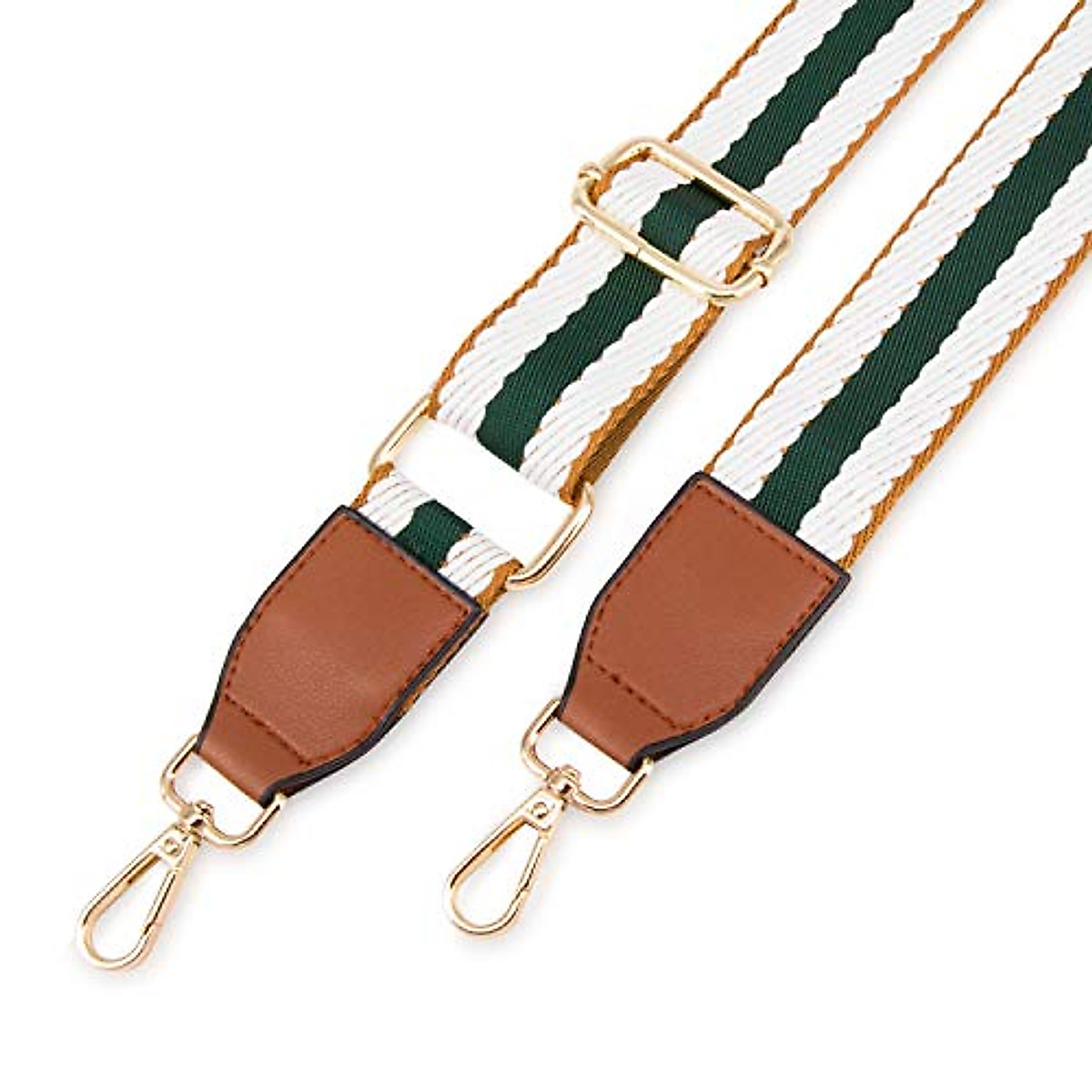 Wolven Adjustable Purse Strap Replacement Crossbody Shoulder Strap For Handbag Laptop Bag Etc (White Green Stripe)