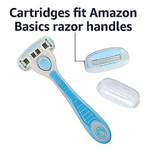 Amazon Basics 5-Blade Razor for Women, Handle, 2 Cartridges & Shower Hanger, 4 Piece Set (Cartridges fit Amazon Basics Razor Handles only) (Previously Solimo)
