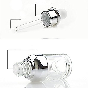 3PCS 50ml Empty Portable Refill Clea Glass Essential Oil Dropper Bottles with White Cap Silver Circle and Glass Droppers for Cosmetic Essential Oils Lab Chemicals Colognes Perfumes Other Liquids