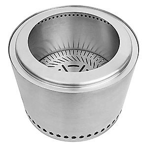 DIYTuning 19.5" Portable Wood Burning Smokeless Bonfire Pit Stove Steel Backyard Outdoor for Cooking Camping Picnic BBQ Patio Deck with Stand & Carry Case Silver