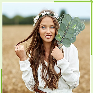 MTLEE 60 Pieces Artificial Eucalyptus Leaves Stems Greenery Fake Silver Dollar Eucalyptus Stems Faux Eucalyptus Plant Branches for Wedding Holiday Greens Bouquets Decoration