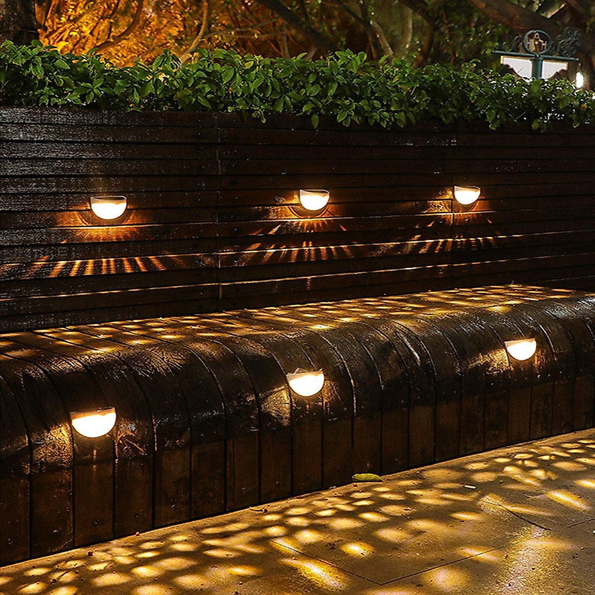 Lxcom Lighting Solar Wall Lights Solar Fence Light Solar Deck Lights Outdoor Solar Fence Post Lights Solar Powered Wall Lights Decorative Deck Light for Home Garden Lawn Backyard, 2 Pack (Warm White)