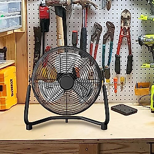 mollie 14 Inch High Velocity Fan Heavy Duty Metal Industrial Floor Fan 3 Speed Adjustable Tilt Portable Quiet Air Circulator for Warehouse, Workshop, Factory and Basement, 1018 CFM, Black