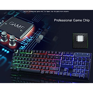 OJOINK Gaming Keyboard and Mouse Combo, LED Colorful Keyboard,for PC/Laptop (Size : 1)