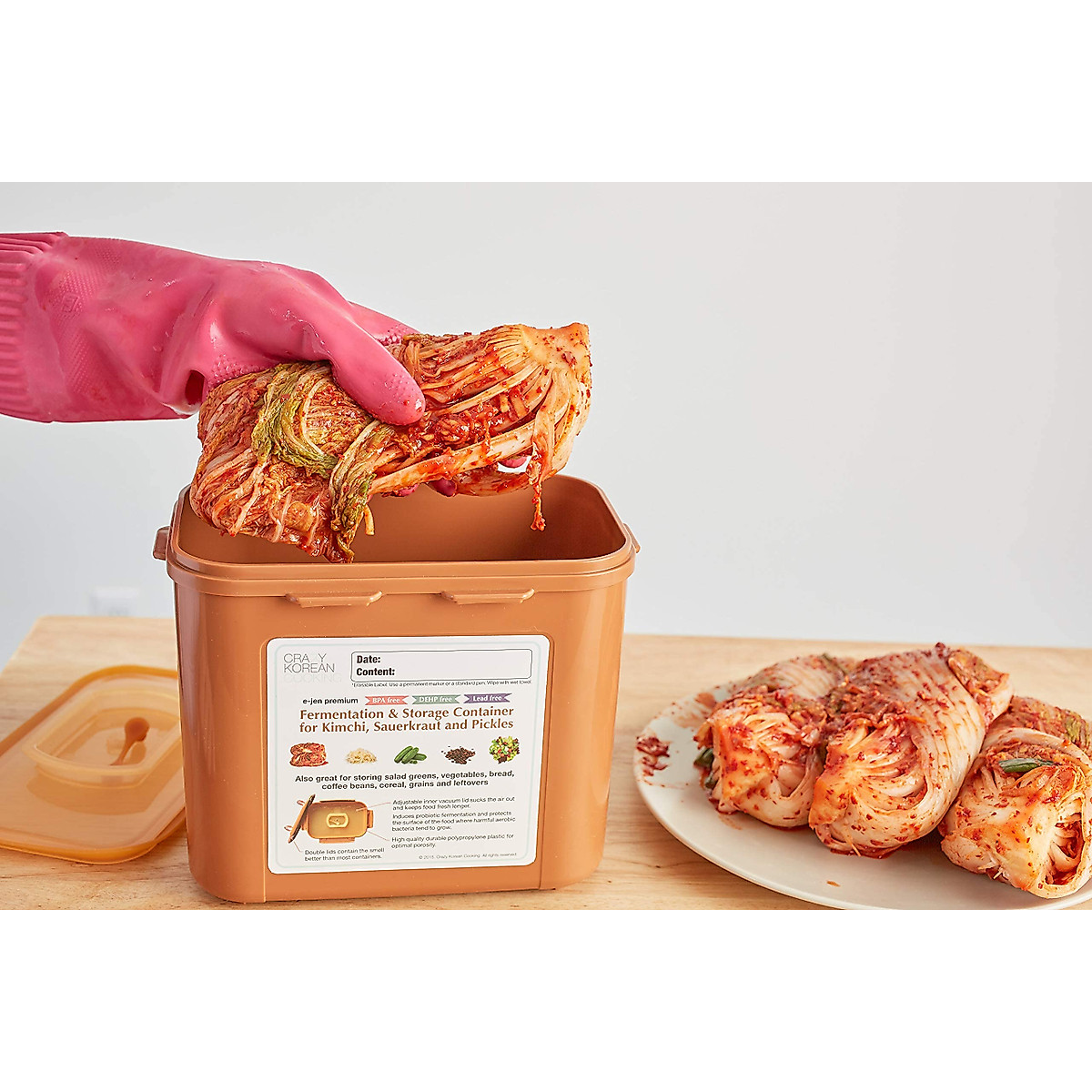 Authentic Crazy Korean Cooking Kimchi Container 0.9 Gal (3.4L) 2 PACK