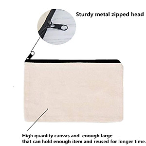 LifeUnite 10 PCS Canvas Makeup Bag Cosmetic Pouch Blank Zipper Bag-9.1 × 5.9 inch