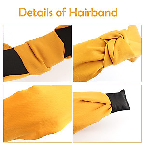 TOBATOBA Knotted Satin Headbands Pack - Cute Top Knot No Slip Headbands for Women, Girls Hair Accessories