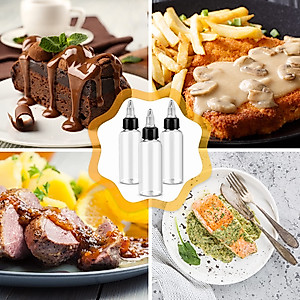 Gandeer 96 Pieces 2 oz Clear Dispensing Bottles Plastic Bottles with Twist Caps Twist Top Bottles Boston Round Bottles for Liquids Oils Inks Crafts Condiments(2 oz, 4.76 x 1.38 Inch)