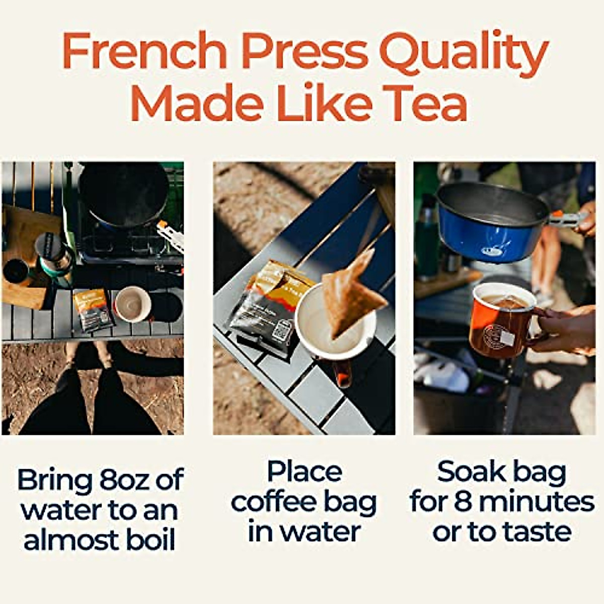 Wildland Coffee | Extra Dark Roast 10 Pack | Single Serve Coffee Bag | Strong Bold Flavor | Travel & Camping Size | Tea Bag Style Coffee | Steepable