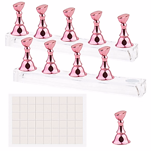 Difenni Nail Stands Acrylic Nail Art,Press on Nail Stand Magnetic Nail Tips Practice Holder 54 Pcs Reusable Adhesive Putty for DIY Painting(Pink