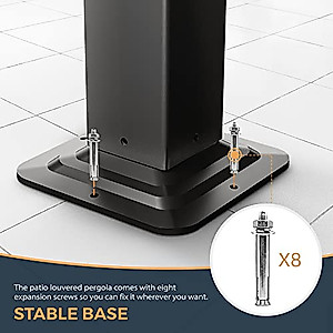 HAPPATIO Louvered Pergola 10x13 Outdoor Pergola, Metal Pergola with Adjustable Rainproof Roof, Patio Pergola with Curtains and Mosquito Nets, Aluminum Pergola for Patio, Backyard, Deck, Garden (Gray)