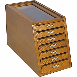 Collector's Knife Display Case Tool Storage Holder Cabinet Drawers Pocket Watch Collection Showcase Walnut Finish