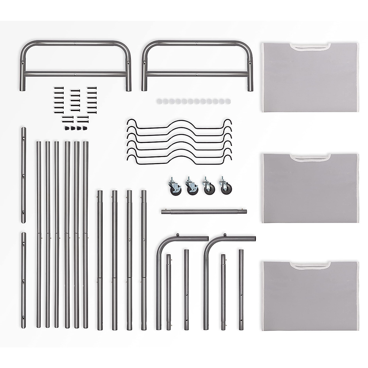 STORAGE MANIAC 136L Laundry Sorter with Hanging Bar, Portable, Removable Laundry Hamper Cart with Heavy Duty Rolling Lockable Wheels and Removable Bags, Rolling Laundry Basket Organizer, 3 Section