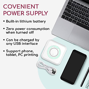 InstaProud - Portable Sticker Printer, Mini Pocket Thermal Printer, Wireless Bluetooth Photo Printer, Pocket Label Receipt Printer, with 10 Rolls Paper, for Photos, Memos, Study Notes (Pink)