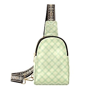 Women Crossbody Sling Backpack St-patrick-day-green-plaid Girl Chest Bag Daypack for Hiking Traveling