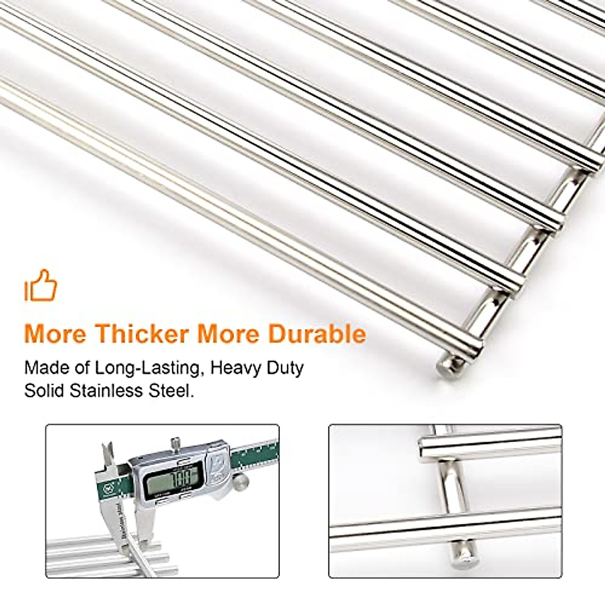 Utheer 17 inch Cooking Grates for Home Depot Nexgrill 720-0830H, 720-0830D, 720-0783E, 720-0783C, Grill Replacement Parts for Uniflame, Kenmore Gas Grills, Stainless Steel Cooking Grids, 2 Pack