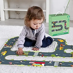 TOOKYLAND City Roads Floor Puzzle - 21pcs - Interactive Street Jigsaw Puzzle, for Kids Ages 3+
