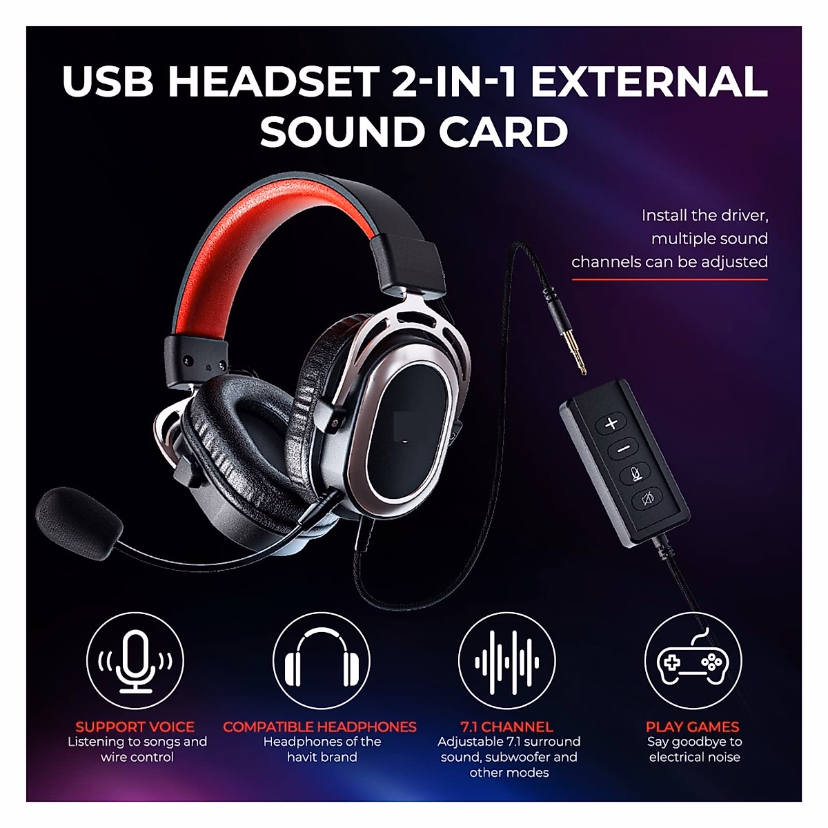 Compatible for HAVIT H2008d Wired Gaming Headset with 3.5mm Plug 50mm Drivers Surround Sound HD Mic Compatible for PS4 PS5 Xbox PC Laptop Gamer Headphone (Color : 3.5mm Plug)