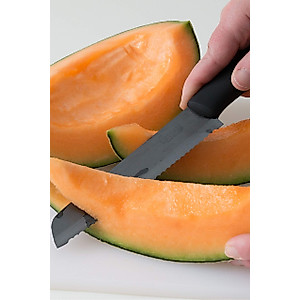 Cestari Advanced Ceramic Knife - Razor Thin Slices -Serrated Bread Knives - Never Needs Sharpening - Black Mirror Finish - Specialty Knives - Tomato Knife with Safety Sheath in Luxury Gift Box