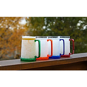 Lily's Home Freezer Beer Mugs, Double Wall, Insulated with Liquid Gel Plastic Pint Freezable Glasses, 16 oz Beer Glass for Freezer, Chiller Frosty Cup, Frozen Ice Freezy Mug, Freezer Cups. Set of 4