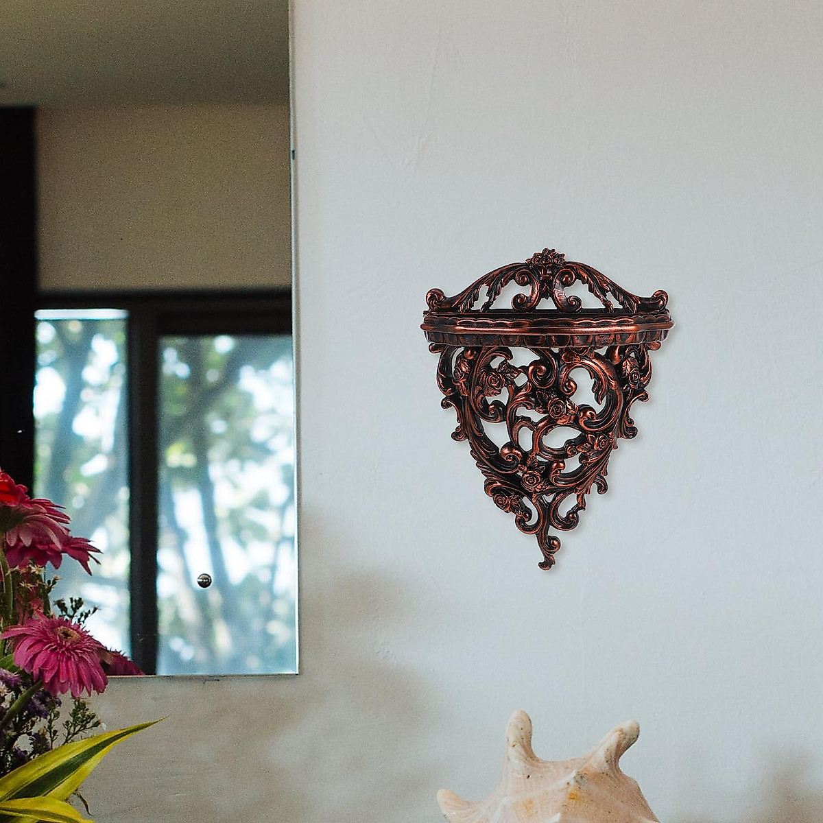 Cabilock Rustic Wood Floating Shelves Farmhouse Style Hanging Corner Shelf Decorations Antique Wall Display Ledges Brackets for Office Bedroom Living Room Hallway