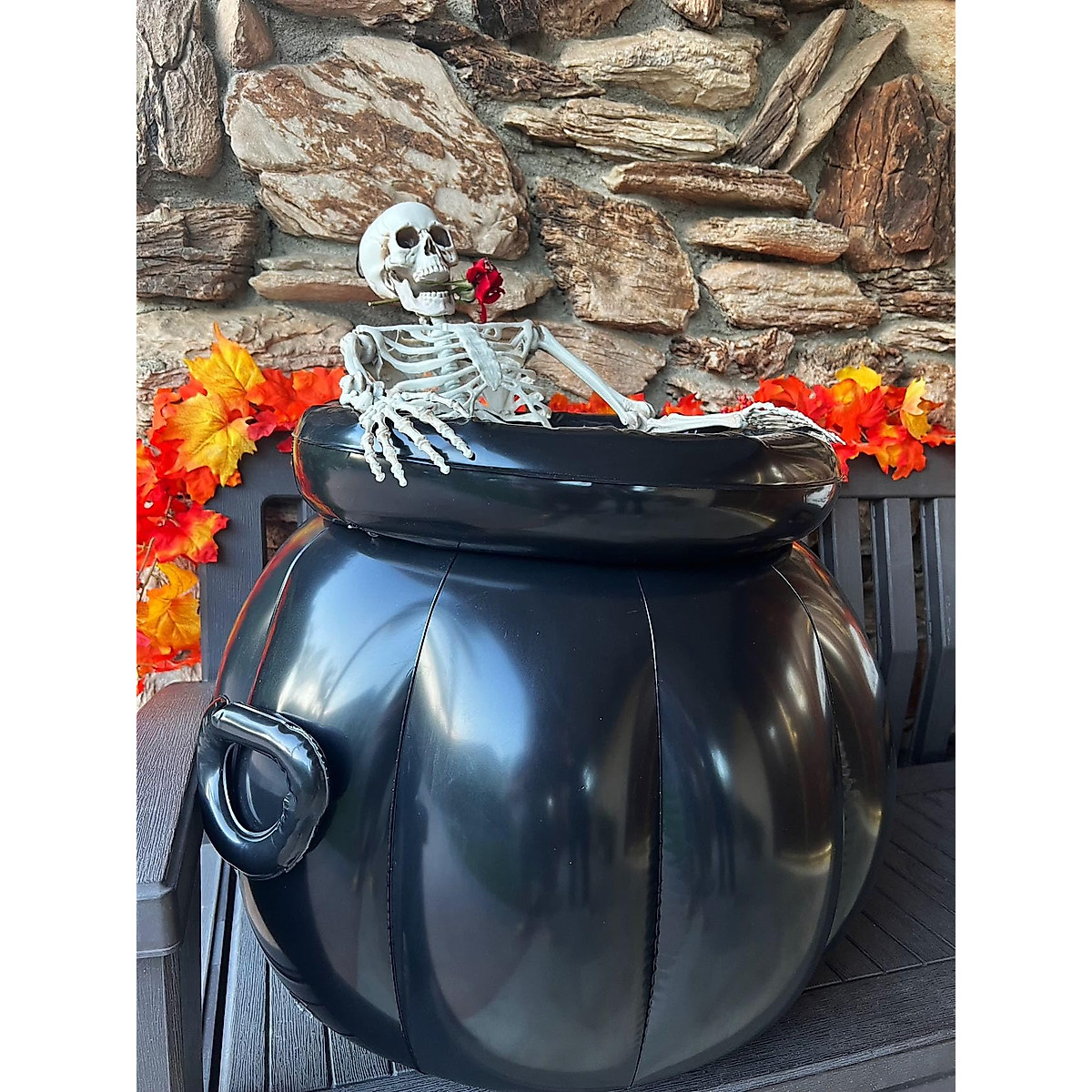 GIFTEXPRESS 22x18 Inch Large Inflatable Halloween Cauldron Drink Cooler, Beverage Holder, Candy Cauldron Kettles, Witch’s Cauldron, Party Decoration