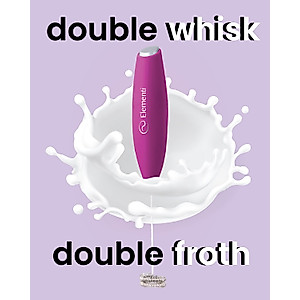 Elementi Milk Frother Handheld Double Whisk - Coffee Frother Electric Stirrer, Matcha Whisk & Drink Mixer Handheld - Frothing Wand - Electric Whisk For Coffee (Hot Pink)