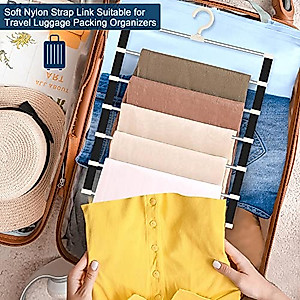 2PC Upgrade 6 Layers Pants Hangers Space Saving, Non Slip Pants Rack for Closet Organizers Storage, Hangs Up to 12 PC, for Trousers,Leggings,Jeans,Skirts, College Dorm Room Essentials
