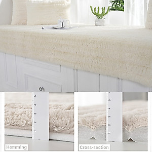 Dxcaicc Bay Window Seat Cushion Indoor Short Plush Tatami Cushion Pad Non-Slip Bay Window Mat Bay Window Bench Seat Cushion for Home Bedroom Living Room,White,60x150cm