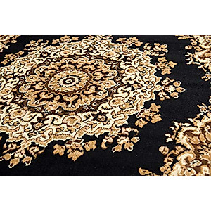 United Weavers Dallas Floral Kirman Area Rug - Black, 8x11, Traditional Indoor Floor Rug with Jute Backing