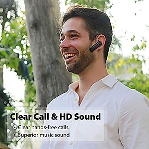 Marnana Bluetooth Headset with Voice Command Control, Bluetooth Earpiece w/Noise Cancelling Mic & 13 Hrs Playtime, V5.0 Wireless Headset Hands-Free Call for iPhone Samsung Android Cell Phone - Black