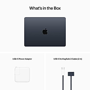 Apple 2022 MacBook Air with M2 chip, 8 core CPU, 10 core GPU, 16GB RAM, 512GB SSD Storage - Midnight (Z1610005E)