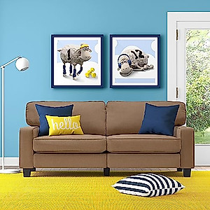 Serta Palisades 78" Track Arm Sofa, Easy Care Polyester, Soft Pillow Back, Pocket Coil Seat Cushions, Removable Covers, Loveseat or Couch for Small Spaces, Living Rooms or Bedrooms, Tan