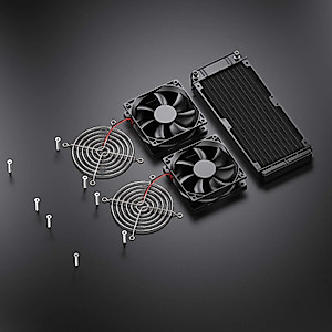 Clyxgs Water Cooling Radiator, 12 Pipe Aluminum Heat Exchanger Radiator with Fan for PC CPU Computer Water Cool System DC12V 240mm Black