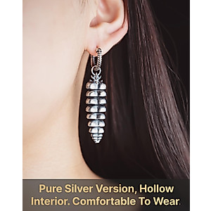 COPPERTIST.WU Rattlesnake Tail Rattle Dangle Earrings 925 Sterling Silver Huggie Hoop Earrings Shakeable Jewelry Gift for Women Men