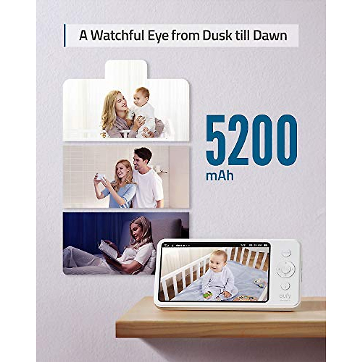 eufy Security, SpaceView Pro Video Baby Monitor with 5" Screen, Two-Way Audio, Security Camera, 720p, Pan & Tilt, Night Vision, Lullaby Player, Wide Angle Lens Not Included (No App Required)