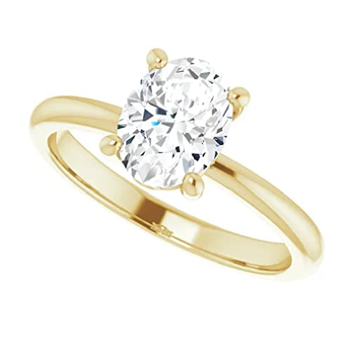 10K Solid Yellow Gold Handmade Engagement Rings, 1 CT Oval Cut Moissanite Diamond Solitaire Wedding/Bridal Rings for Women/Her, Minimalist Anniversary Ring Gifts (4.5)