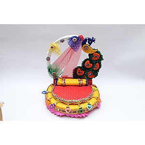 Generic Lord Gopal Ji Jhula Peacock Jhula Mechanism Red 12" Janmashatmi Festival Decorative Figurine