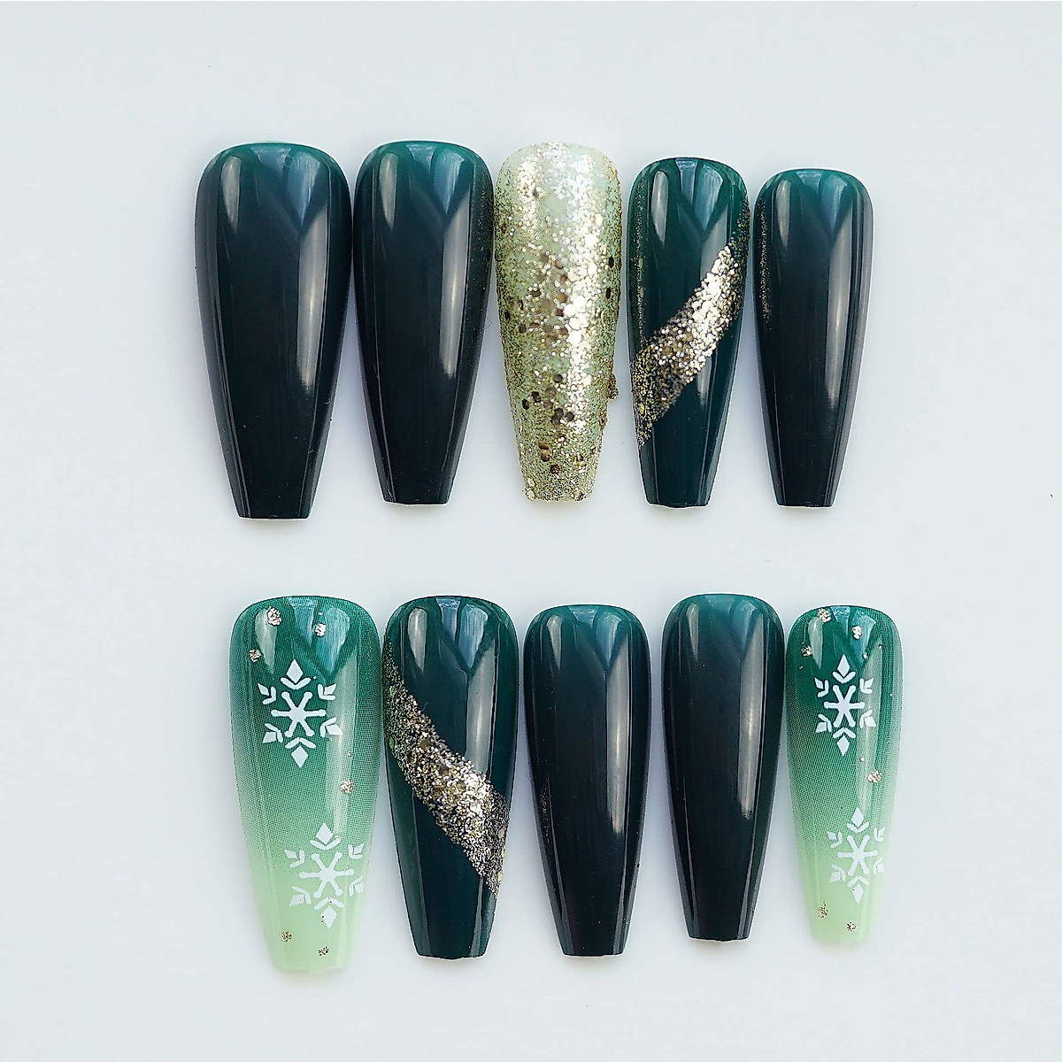 Trenion Press-on Nails, 2 Pack Long Coffin Press Nails, Professional Fasle Nail with Glue